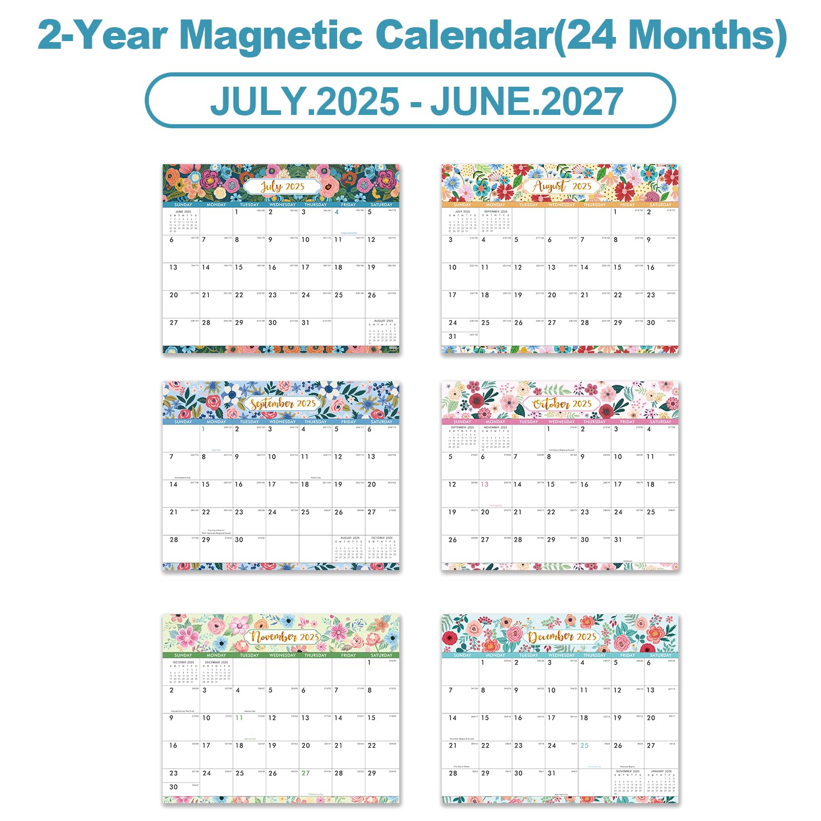 Snapklik.com : Urneeds Magnetic Calendar 2025-2027 - Magnetic Calendar ...