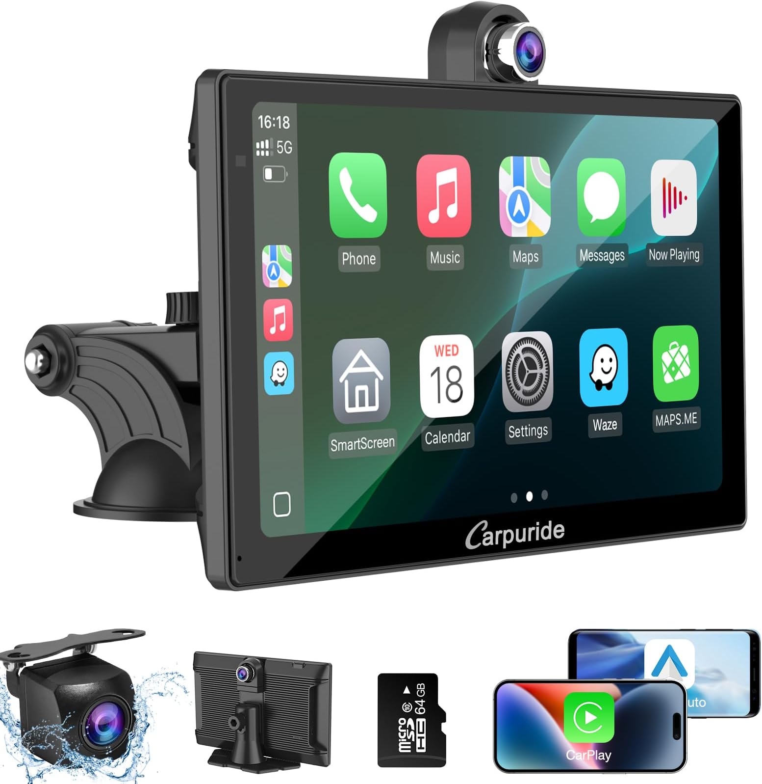 Carpuride W702 for Motorcycle, 7 inch Waterproof Touchscreen, Portable ...
