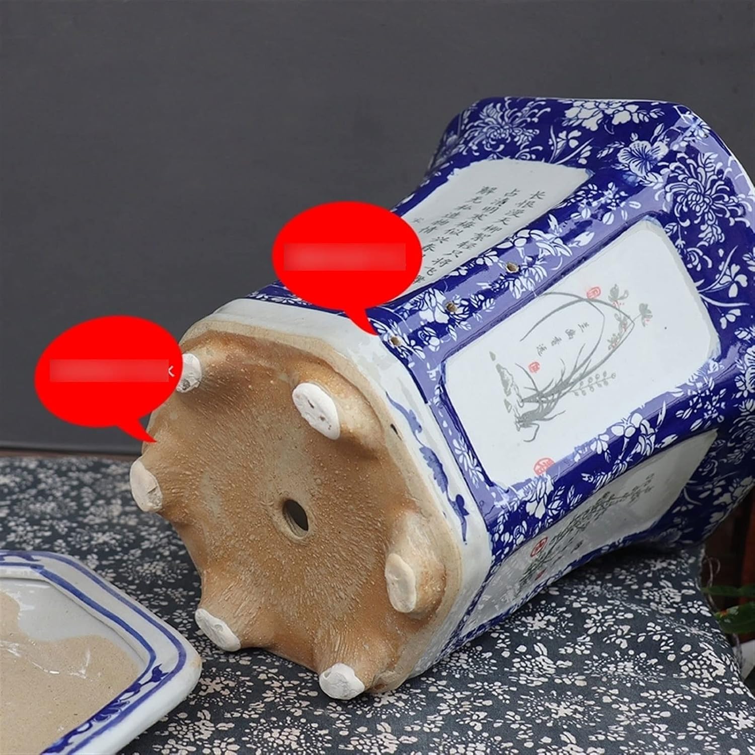 ALAKSA Flower Pot, Retro Soft Decoration Ceramic Blue and White ...