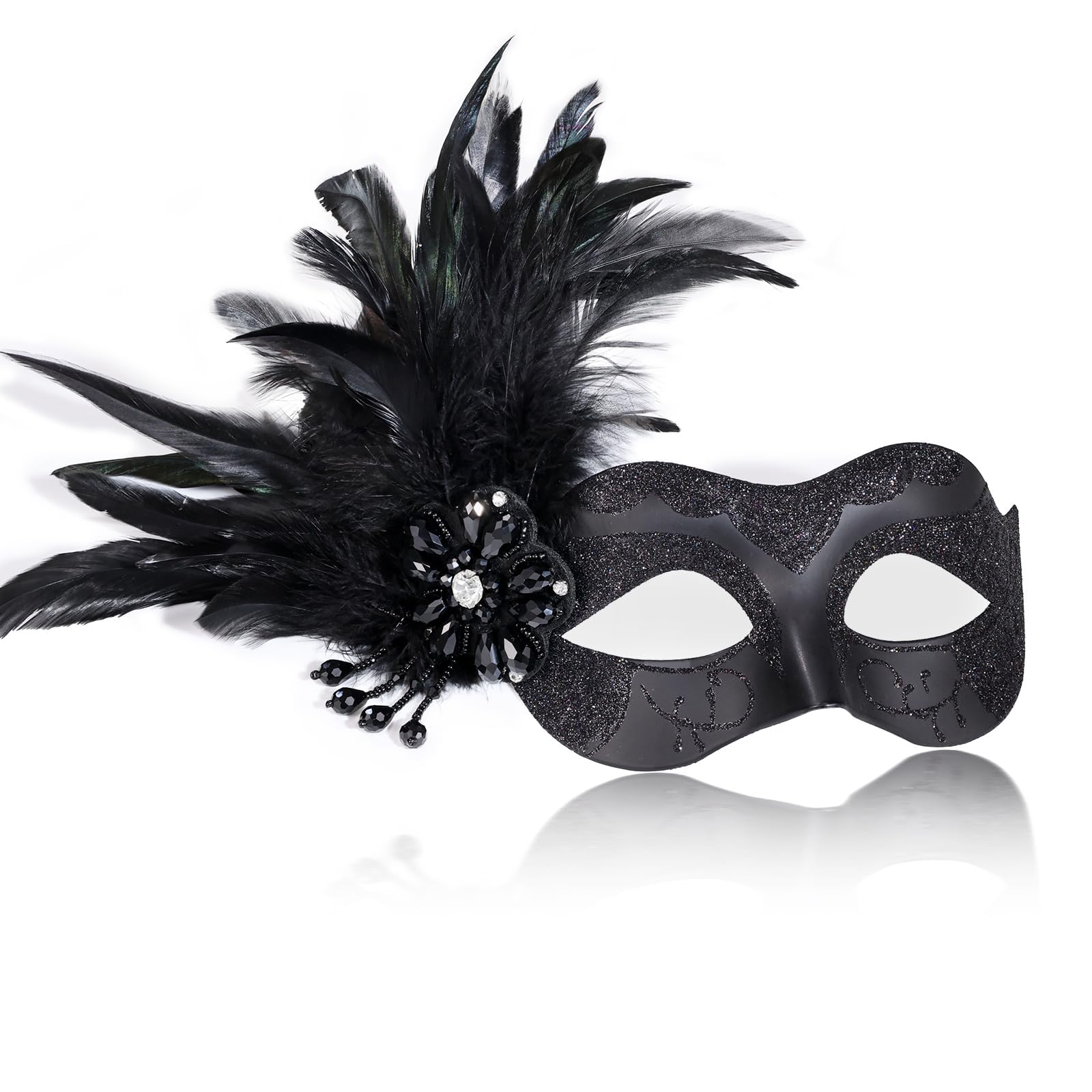 All Black Masks Black Masquerade Masks Elegant Black & Venetian