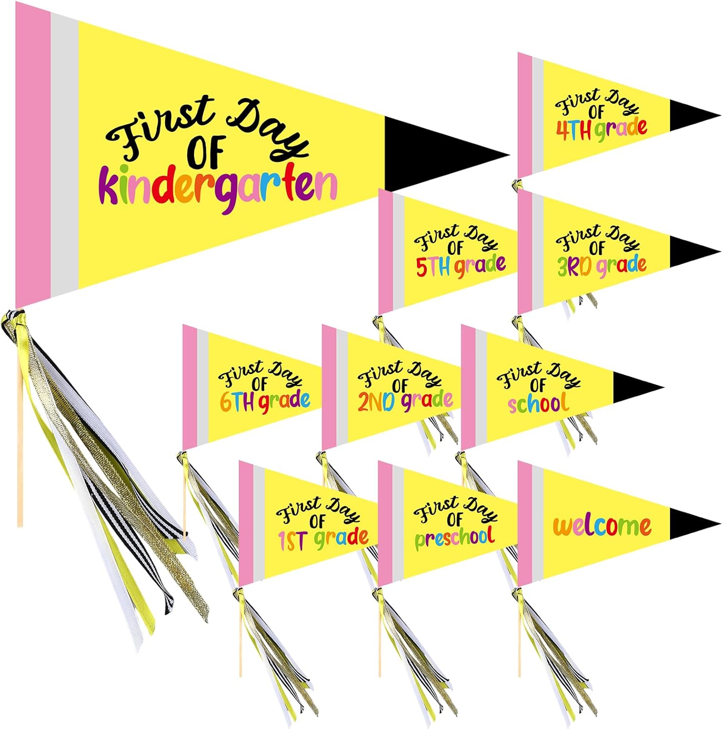 Amazon.com: Gilprop 10 Pcs First Day of School Flag DIY 2025 Back to ...