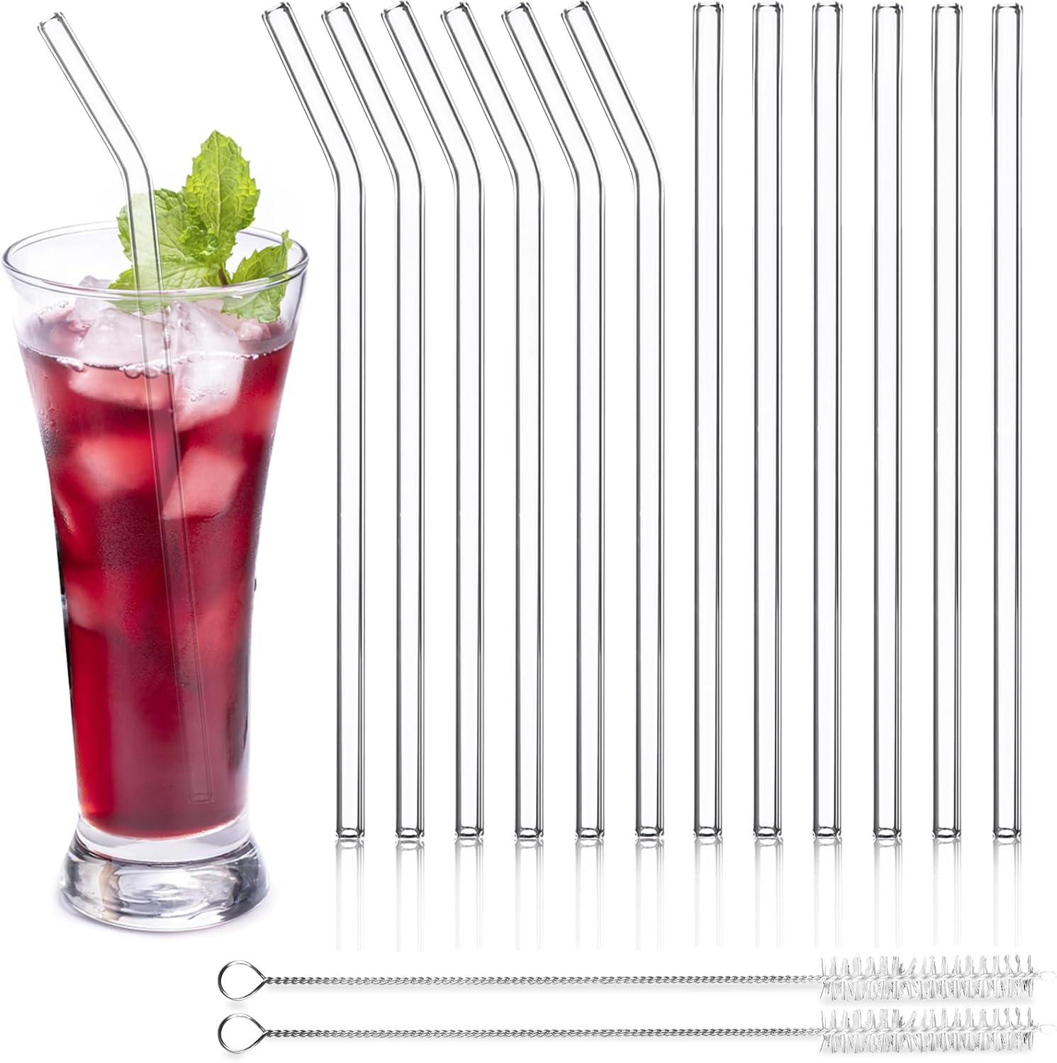 Amazon.com: 12 Pack Reusable Glass Straws - 8" x 8 MM, 6 Bent and 6 ...