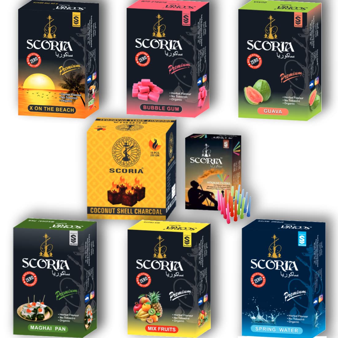 SCORIA (100% Nicotine and Tobacco Free) Hookah Accessories Flavour Set ...