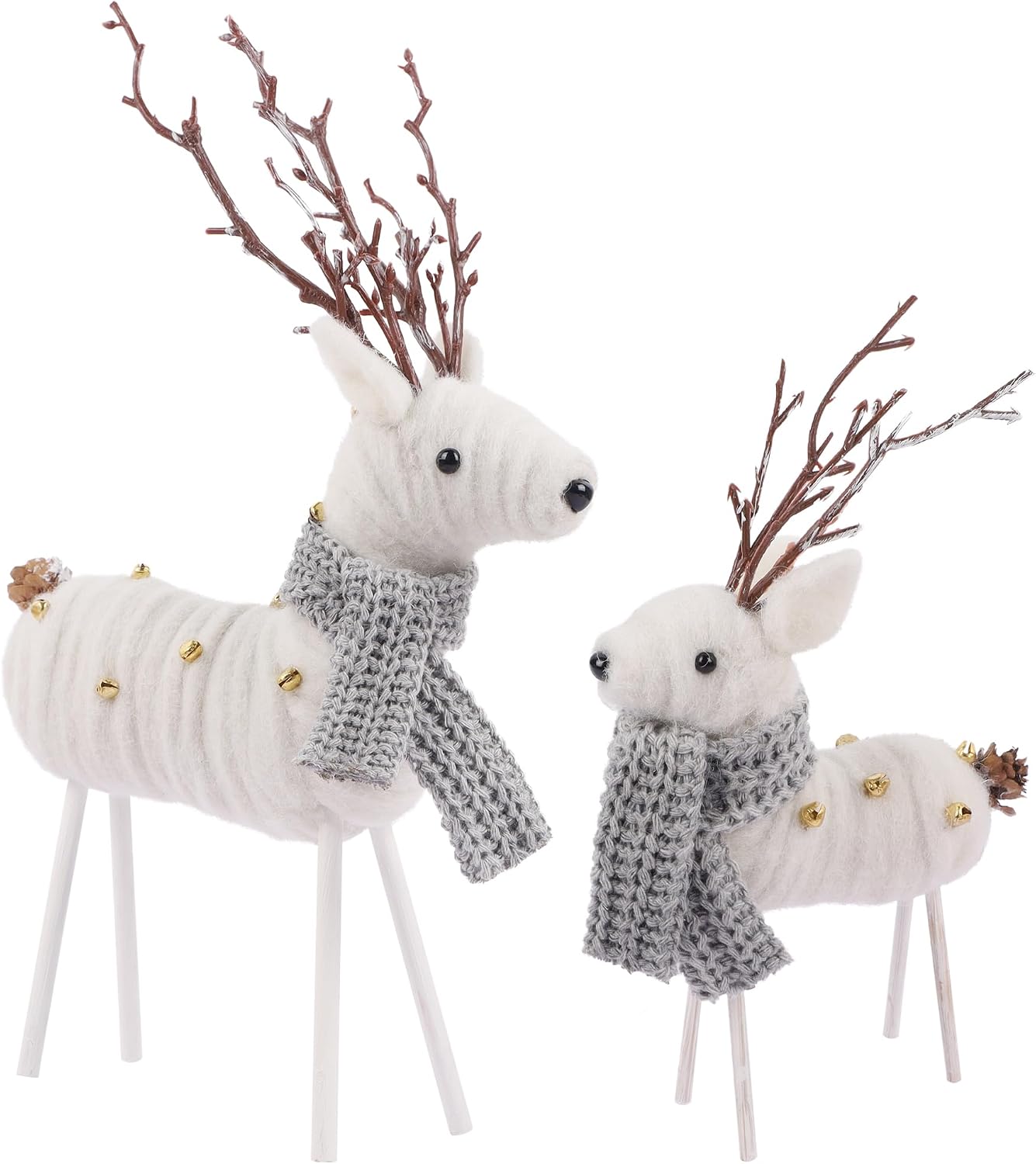 Amazon.com: winemana 2 Pcs Plush Fabric White Figurines Reindeer with ...