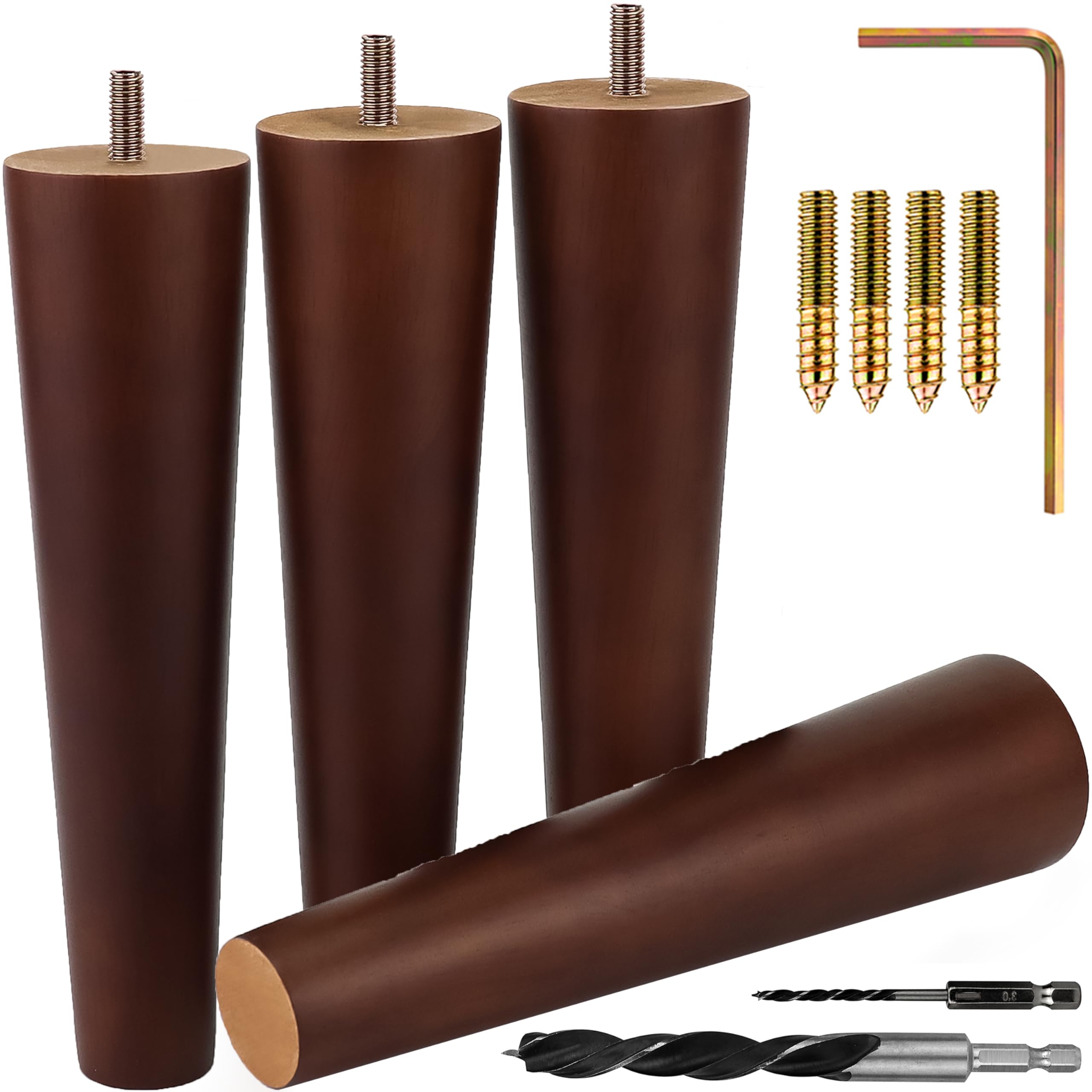 Amazon.com: Brown Round Furniture Legs - Premium Mid Century Legs for ...