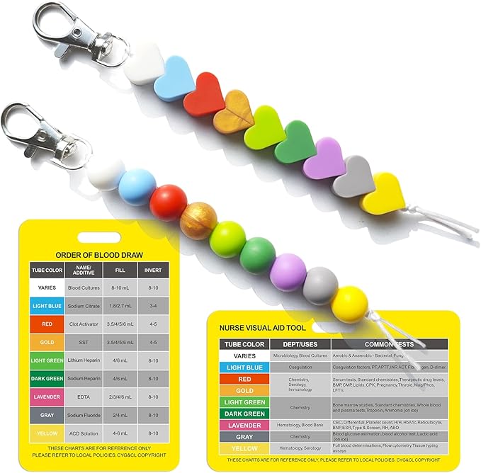 Amazon.com: Order of Blood Draw Beads with Reference Card, Phlebotomist ...