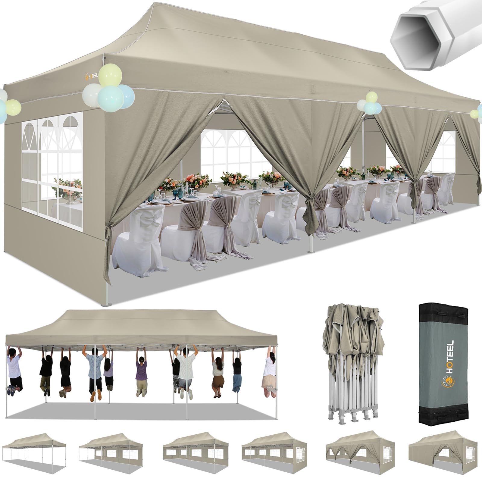 Amazon.com : HOTEEL 10x30 Party Tent Canopy Tent with Walls, Heavy Duty ...
