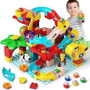 Amazon.com: Marble Run Building Blocks Toy with Rocking Horse ...