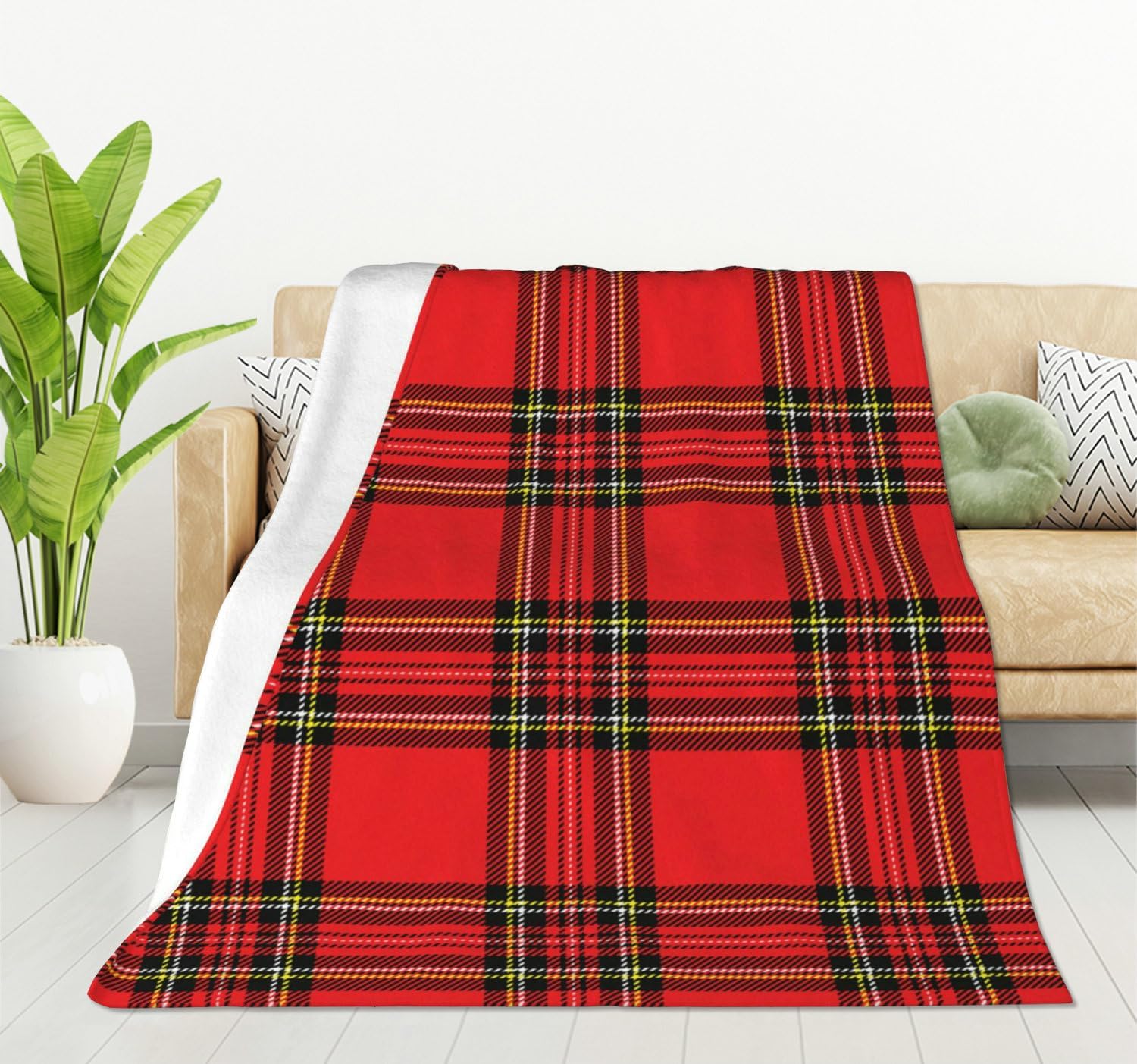 Amazon.com: HGOD DESIGNS Red Plaid Blanket Traditional Scottish ...