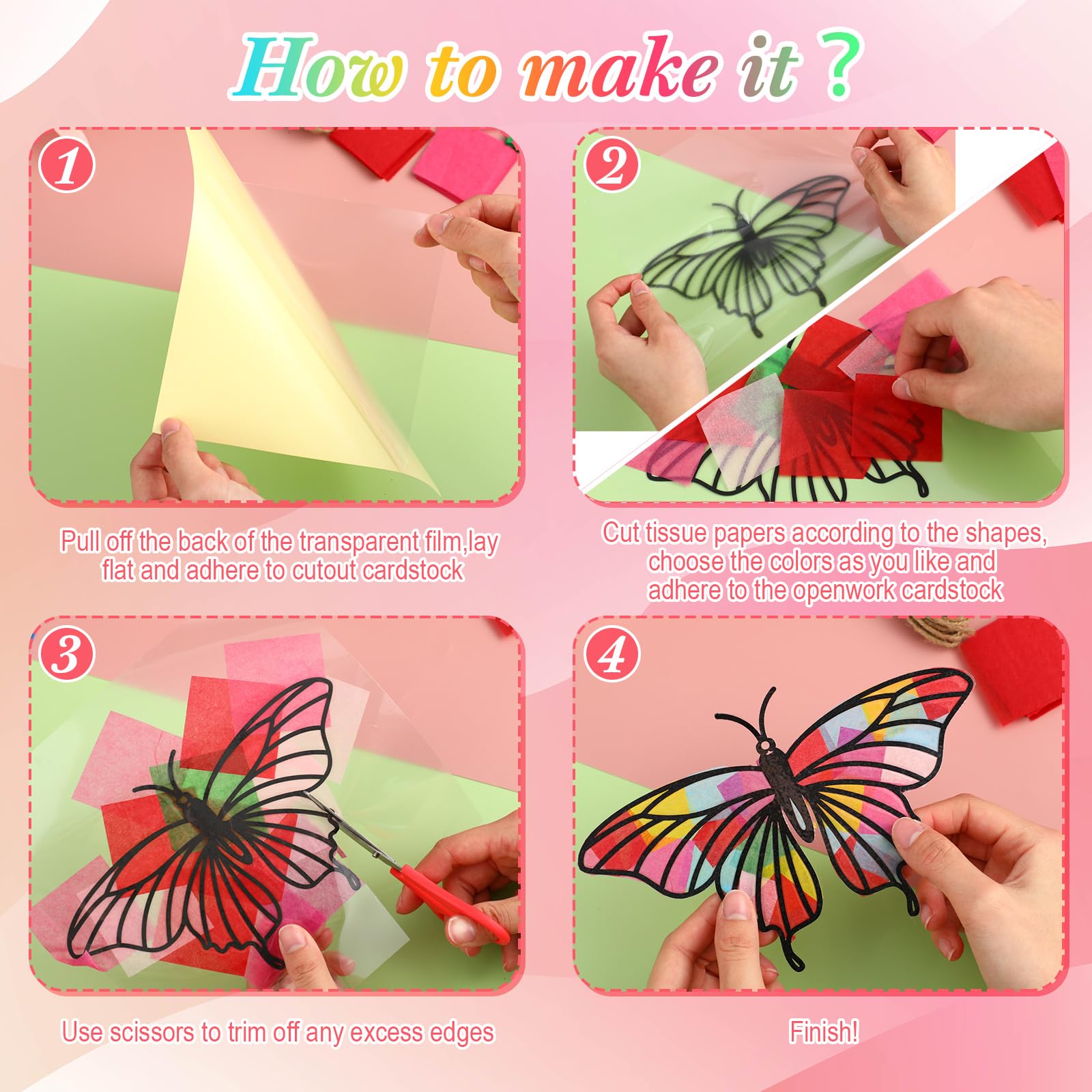 Snapklik.com : Yeaqee 24 Pack Butterfly DIY Suncatcher Paper Crafts ...