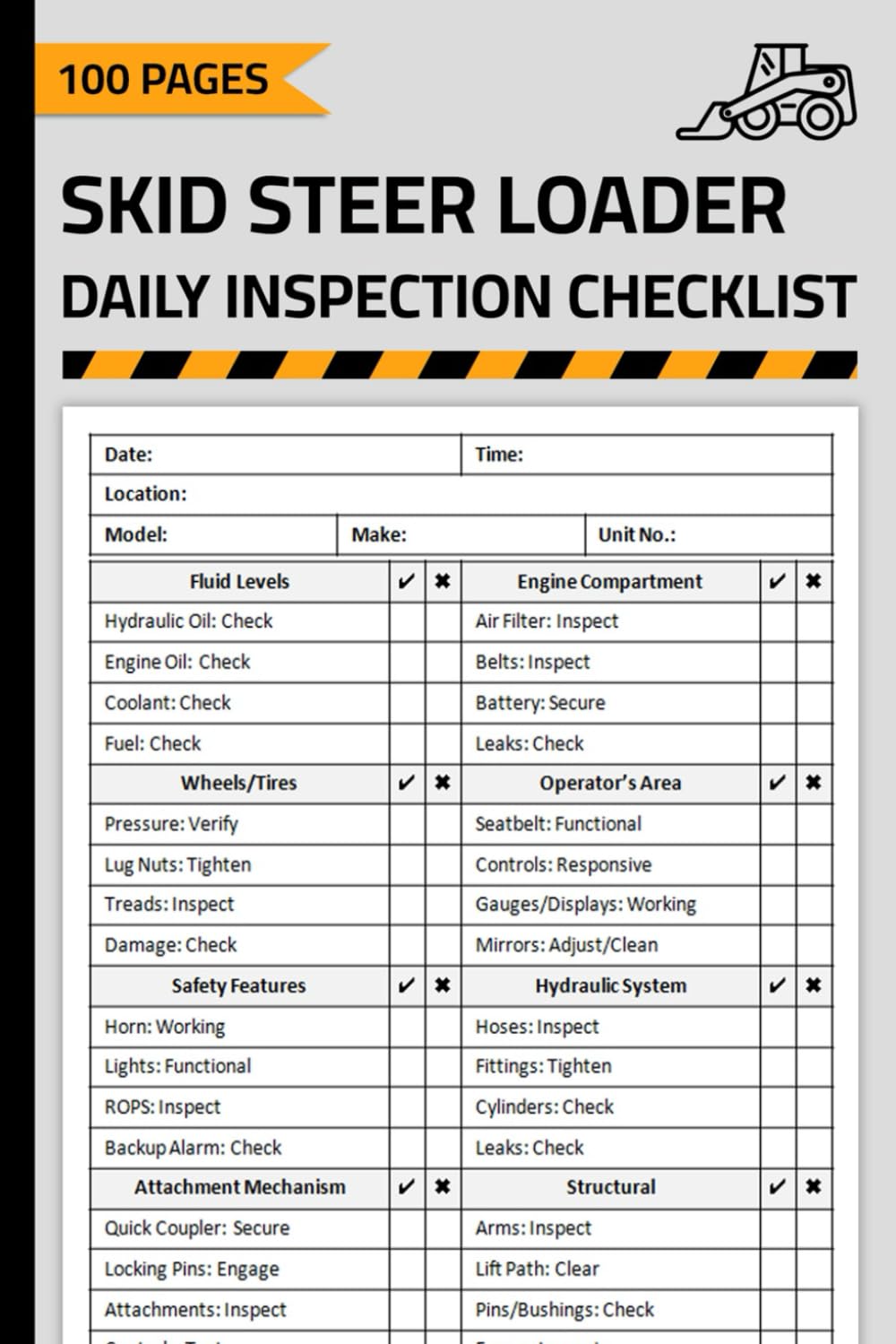 Skid Steer Loader Daily Inspection Checklist: Skid Steer Pre-Use ...