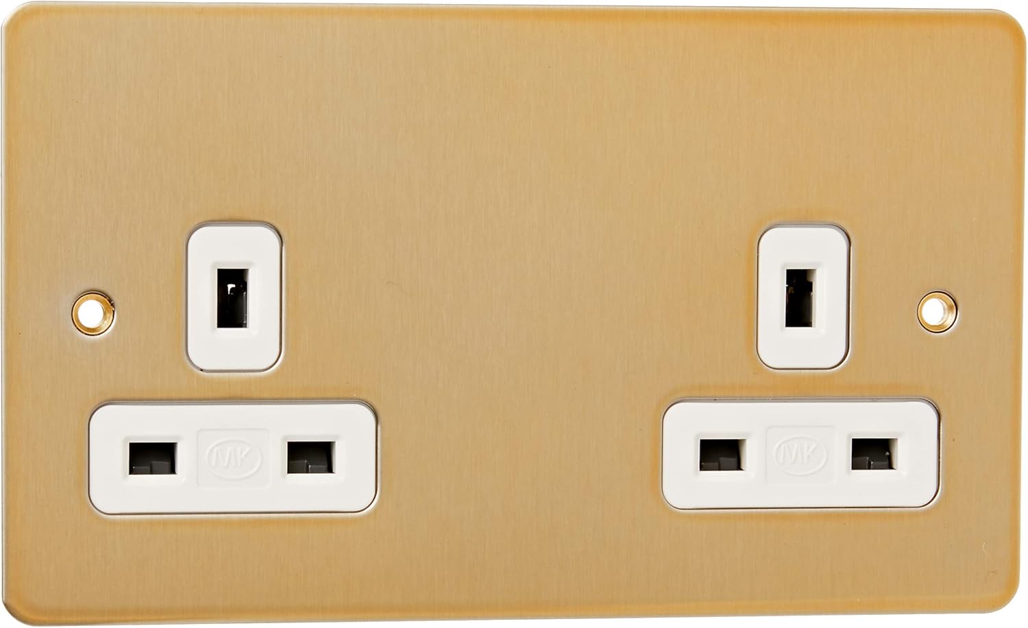 MK Edge K14781SAGW 13A Double Unswitched Dual Earth Socket - Satin Gold ...