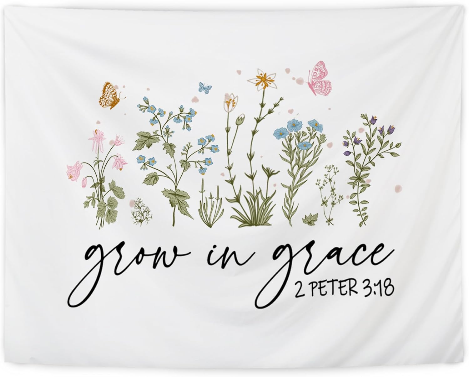 Amazon.com: LUVADIAN grow in grace Christian Tapestry, flowers Tapestry ...