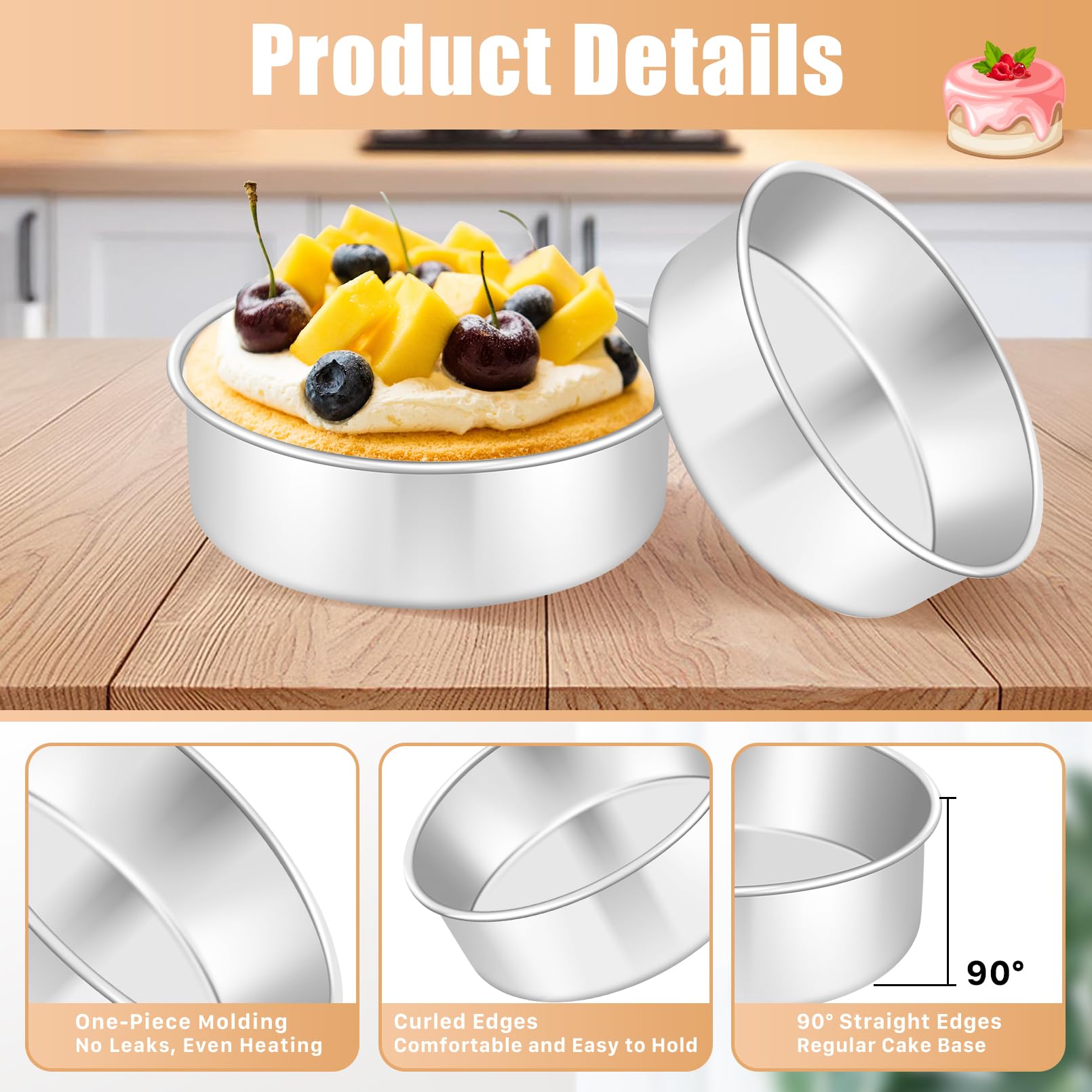 Snapklik.com : Round Cake Pan Set Of 4, 6 Inch Stainless Steel Cake ...