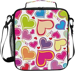 Amazon.com: Valentine's Day Colorful Hearts Seamless on White Lunch Box ...