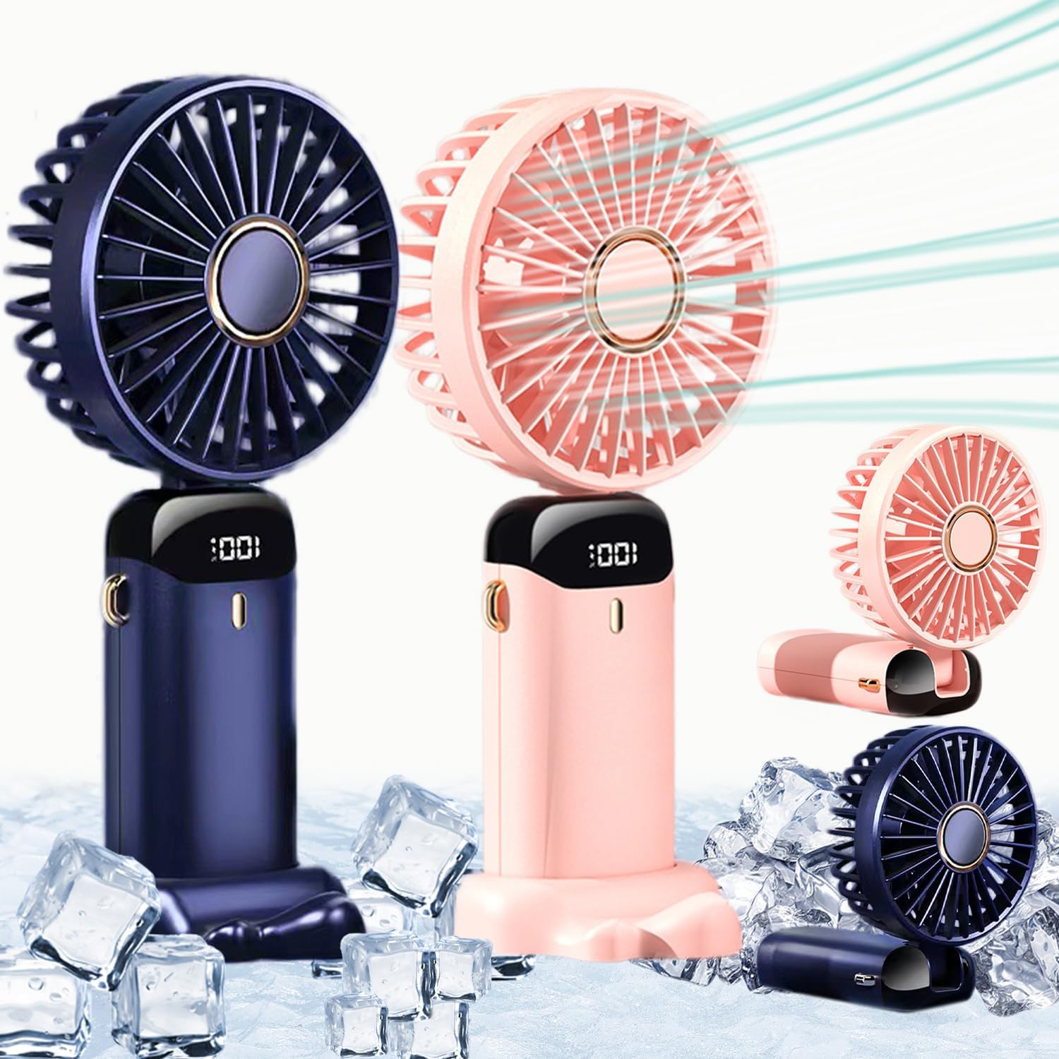 VGJK 2 Pack Handheld Fan,Battery Operated Portable Fans,5 Speeds ...