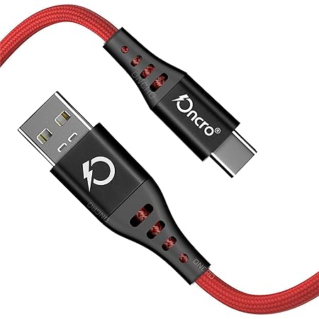 ONCRO® Red Nylon braided oneplus Dash cable type c Warp charge cable ...