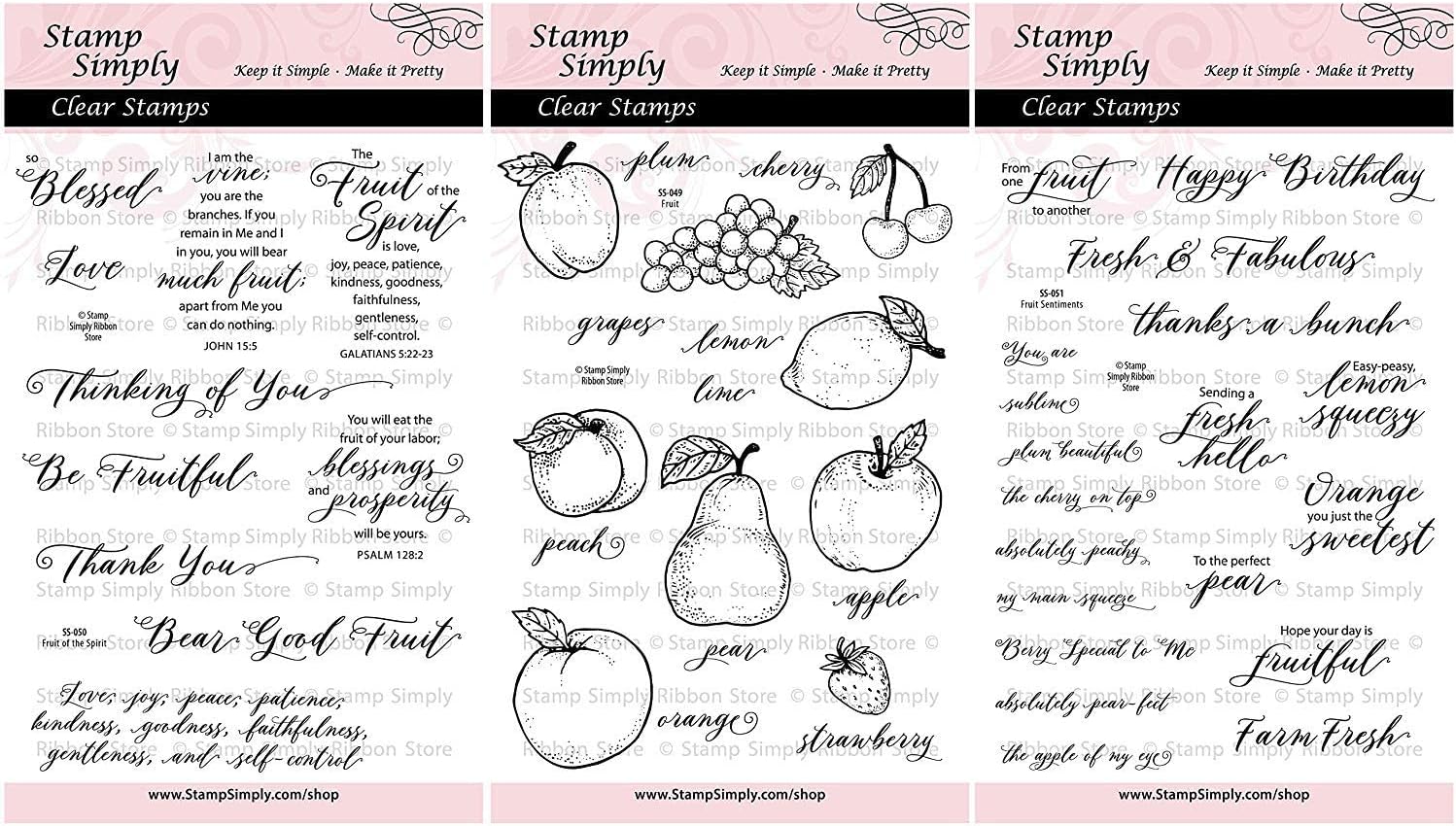 Amazon.com: Stamp Simply Clear Stamps Fruit Trio Sentiments Christian ...