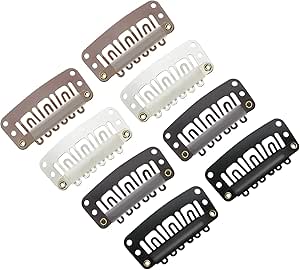 WILLBOND 100 Pcs 32mm Hair Extension Clips 6 Teeth Wig Clips to Secure ...