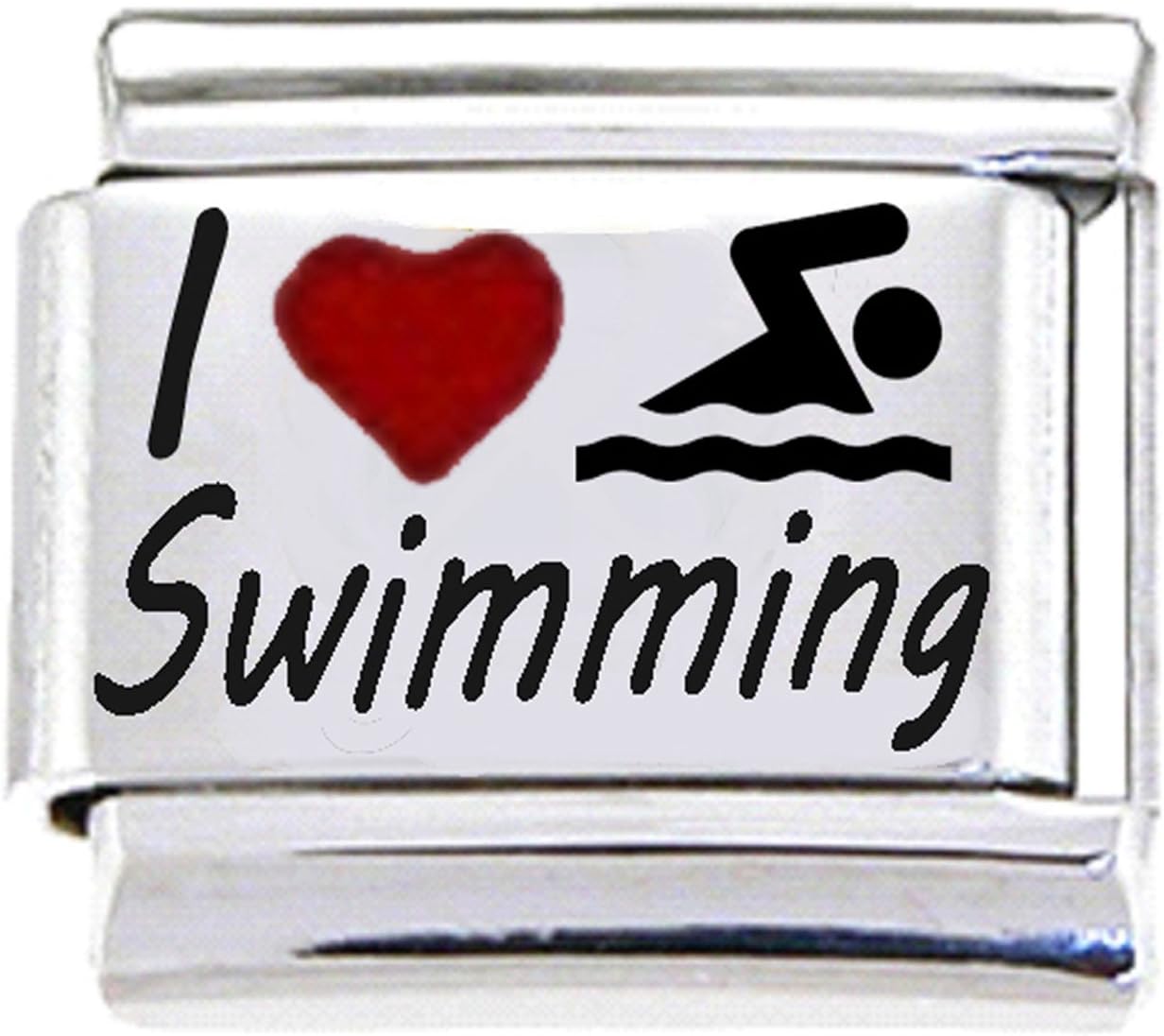Amazon.com: STYLYSH CHARMS Swimmer I Love Swimming RH Laser Italian 9mm ...