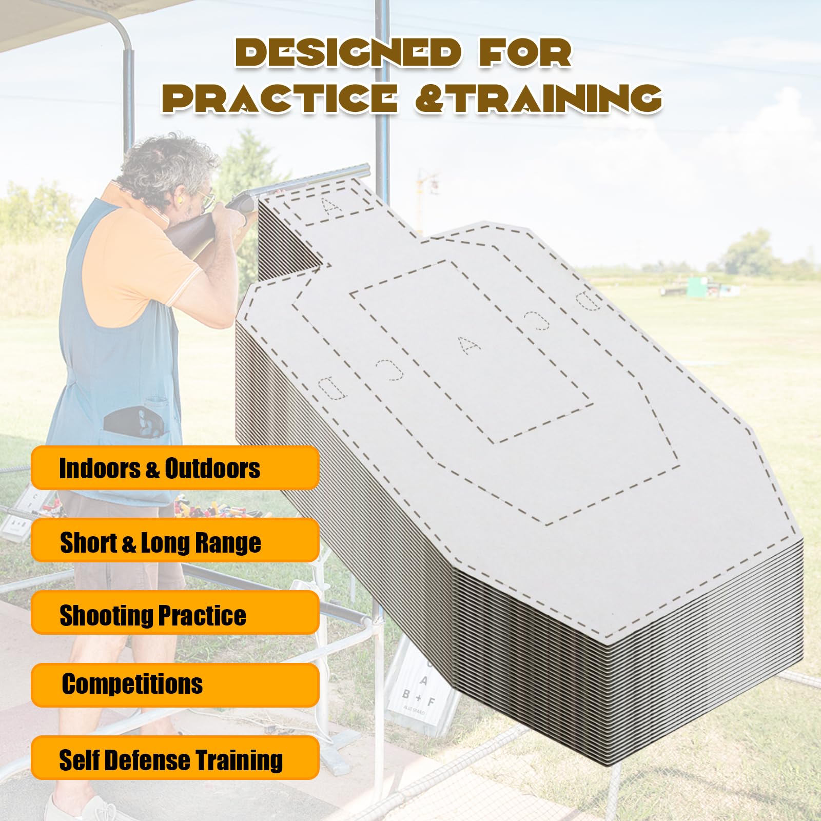 Snapklik.com : HOMSHIAM 40 Sheets 15"x9" Tactical Cardboard IDPA Targets