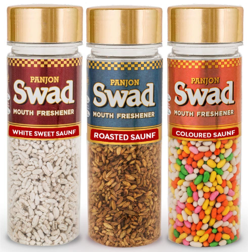 Panjon Swad White Sweet Saunf, Roasted Saunf & Coloured Saunf Fennel ...