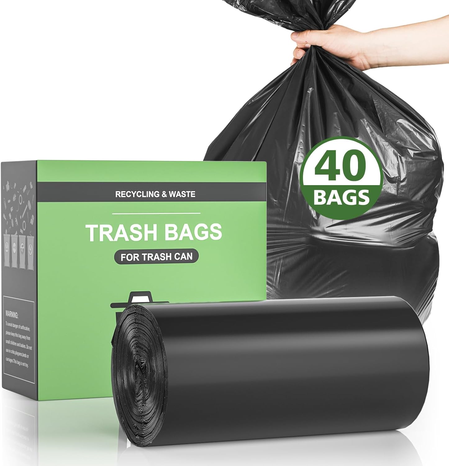 Amazon.com: Kitchen Trash Bags 15-17 Gallon 40 Count, AYOTEE Garbage ...