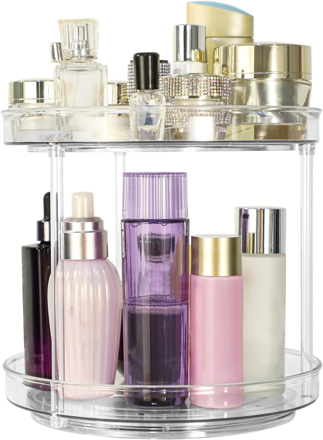 Amazon.com: 2 Tier Lazy Susan Bathroom Countertop Organizer, 360° Clear ...