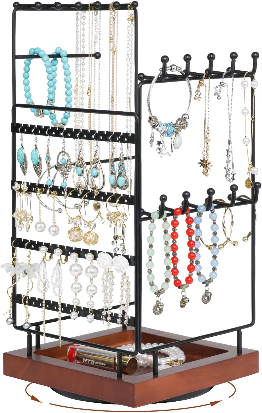 Amazon.com: MetWoods 360 Rotating Jewelry Holder Organizer, 124 Holes ...