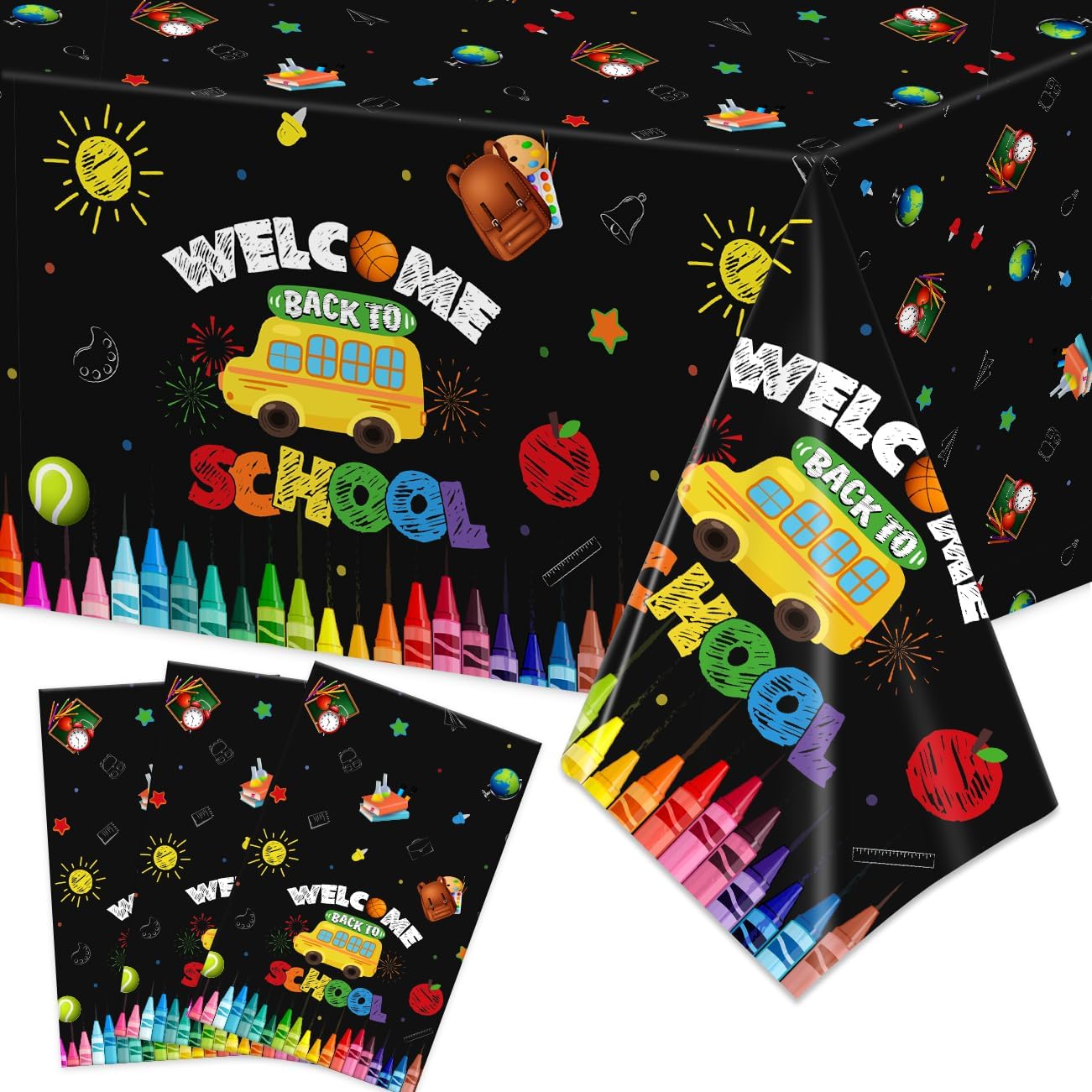 Amazon.com: PATIAI 3PCS Back to School Party Tablecloths Decorations ...