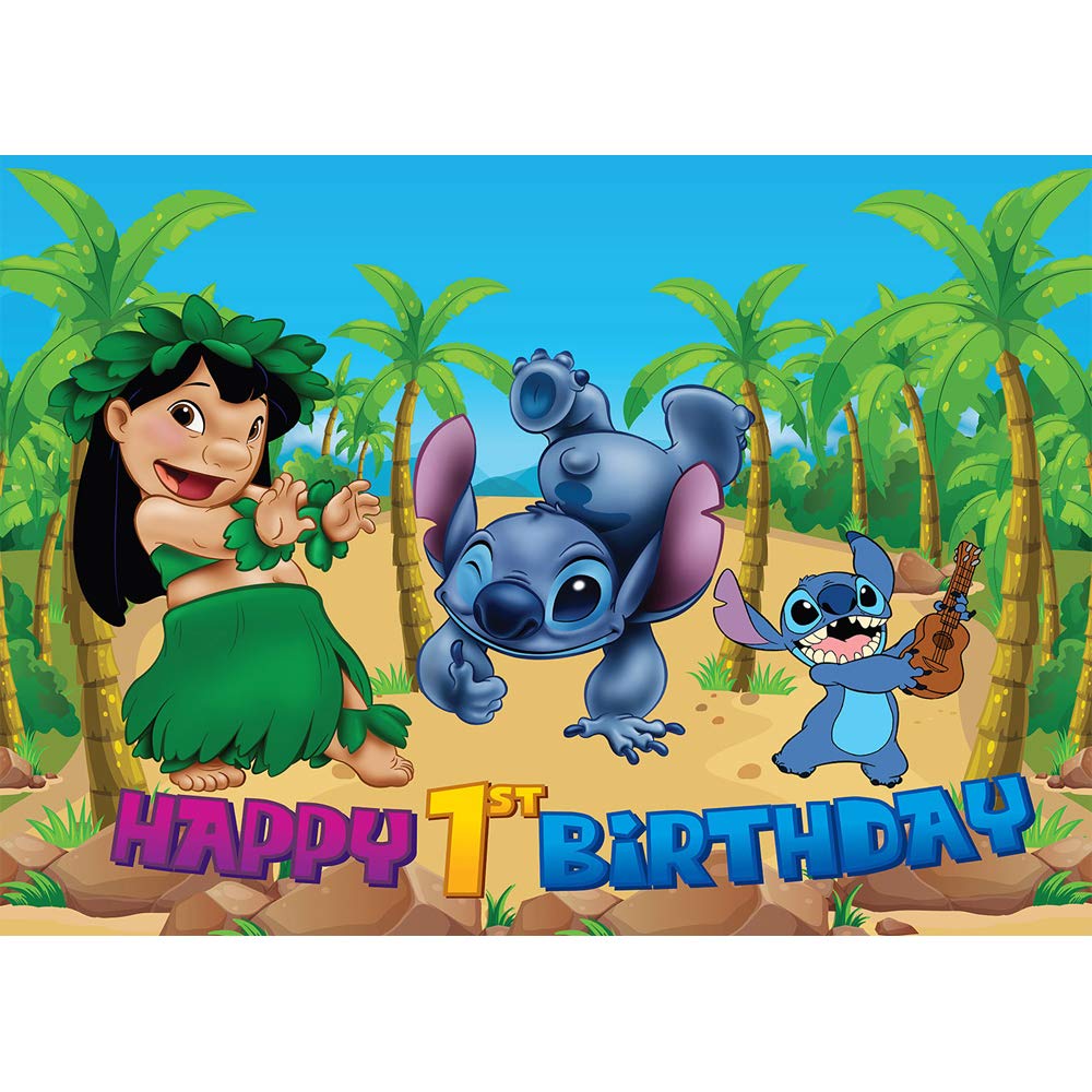 Lilo And Stitch Backdrop Happy 1st Birthday 7x5 Tropical Coco ...