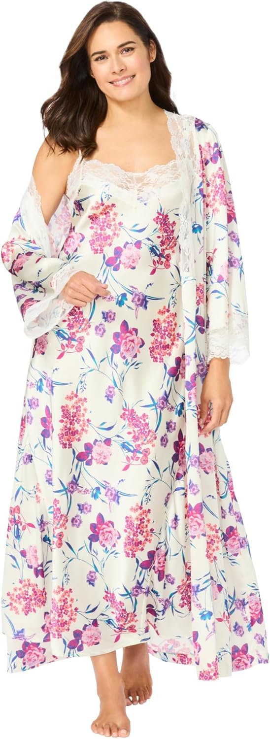 Amazon.com: Amoureuse Women's Plus Size The Luxe Satin Long Peignoir ...
