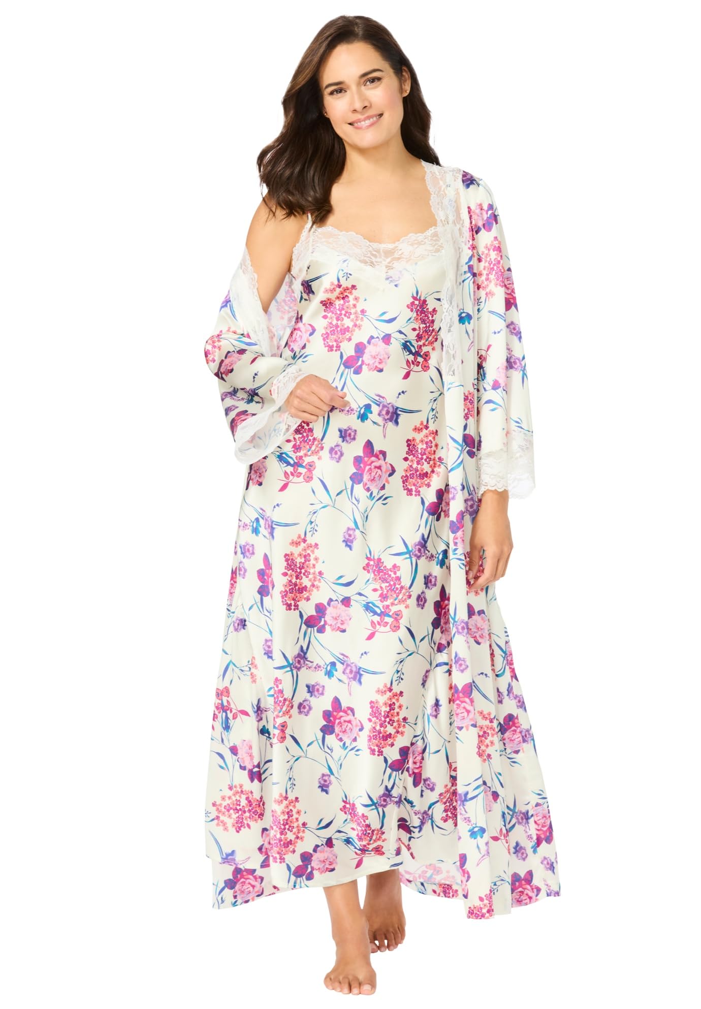 Amazon.com: Amoureuse Women's Plus Size The Luxe Satin Long Peignoir ...