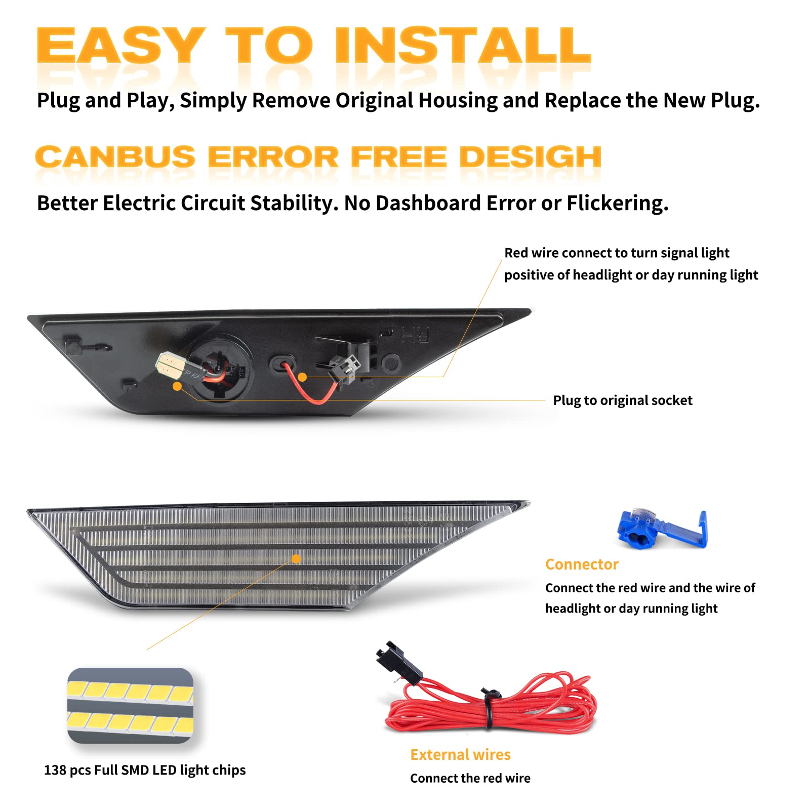 Snapklik.com : Gempro Switchback LED Side Marker Lights Sequential Turn ...