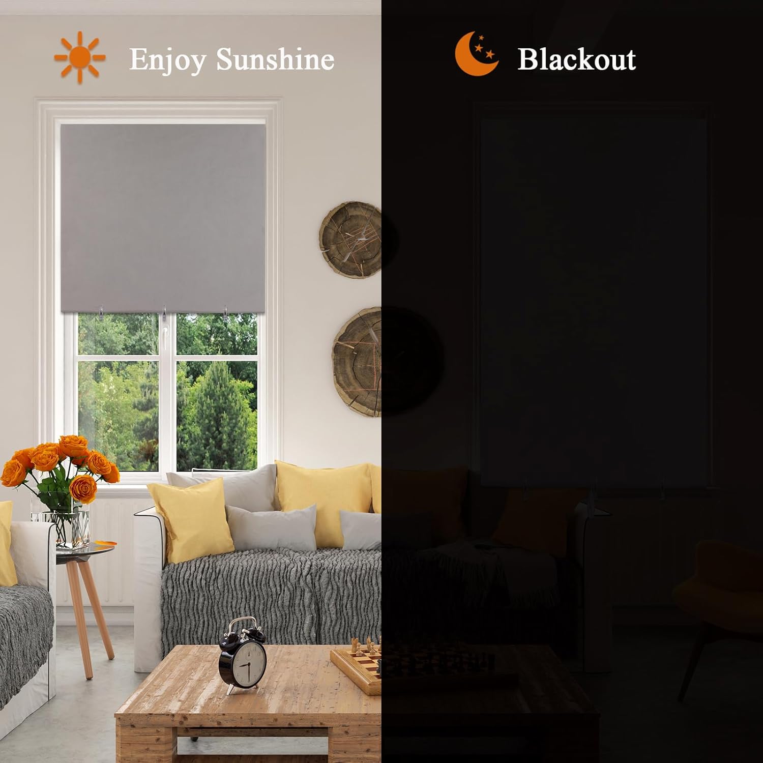 Blackout Shades No Drill Cordless Window Blinds Cut to Size Roll up Adjustable Easy to Install ...