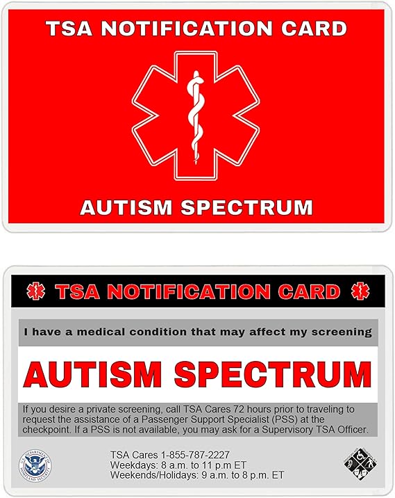 Amazon.com: TSA Notification Card for Autism Spectrum - Wallet Version ...