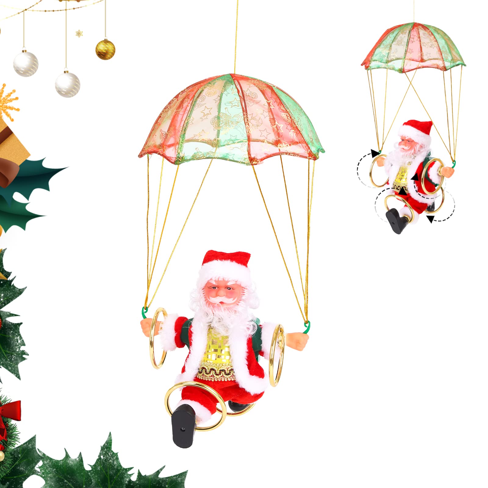 1 x Brand New GLAITC Christmas Santa Hanging Decoration,Hanging Parach ...