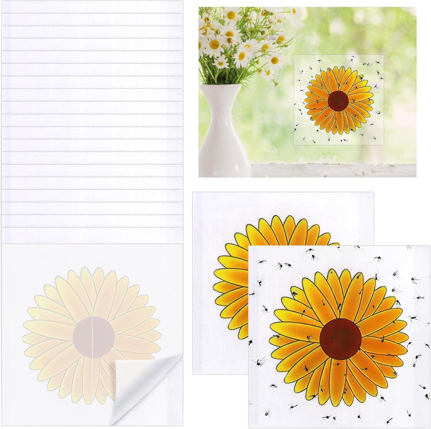 HONMOK 50Pcs Window Fly Traps Indoor for Home Use, Sunflower Style Fly ...