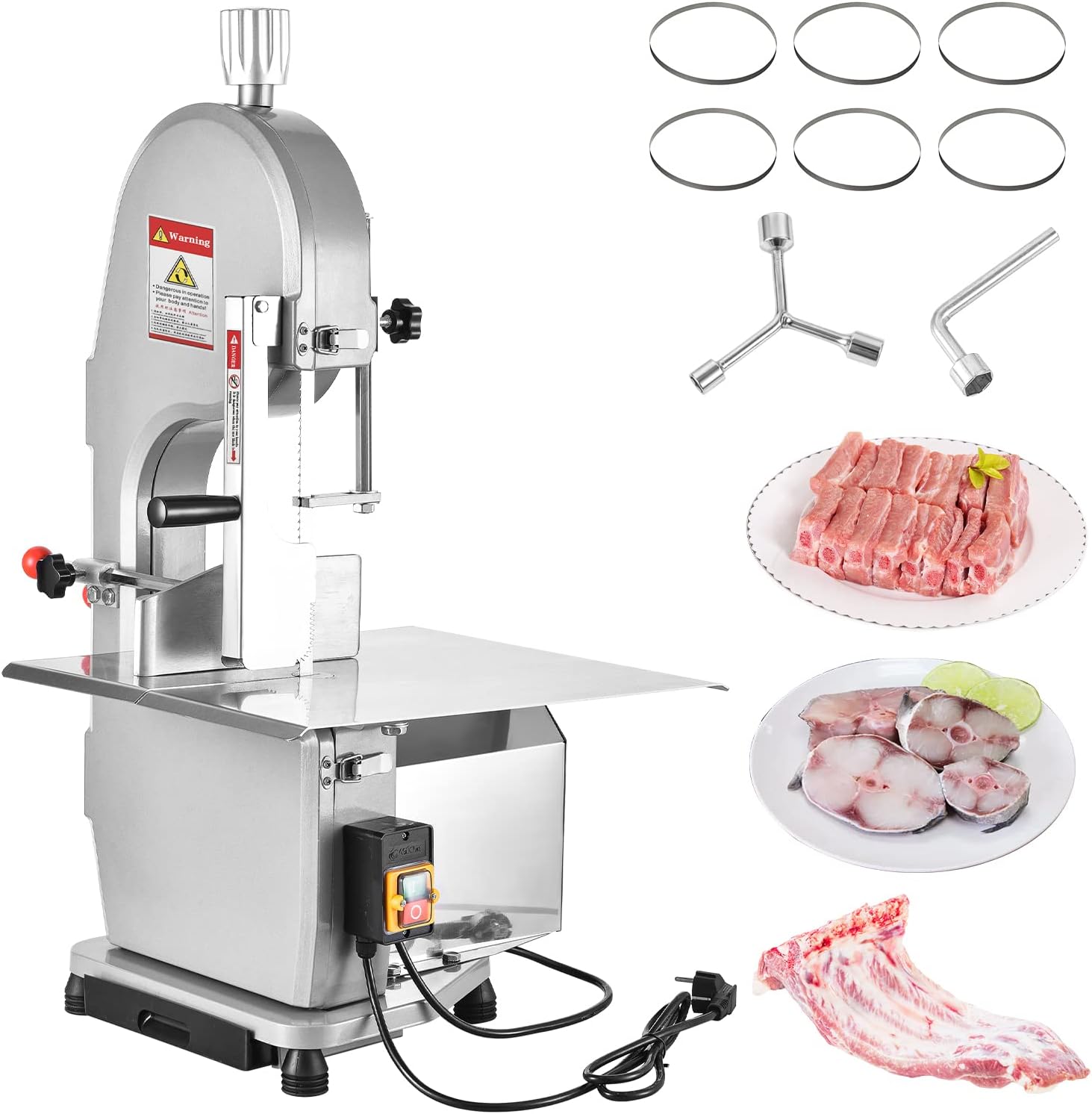 1500w Commercial Electric Meat Bandsaw for Butchering Countertop Bone ...