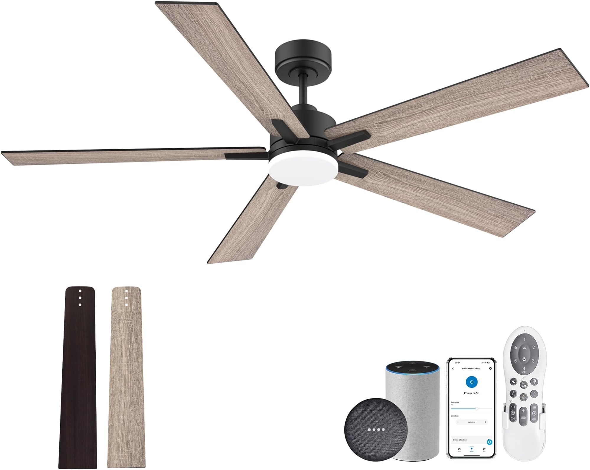 Hunter Sentinel Indoor Ceiling Fan with LED Light and Remote Control ...
