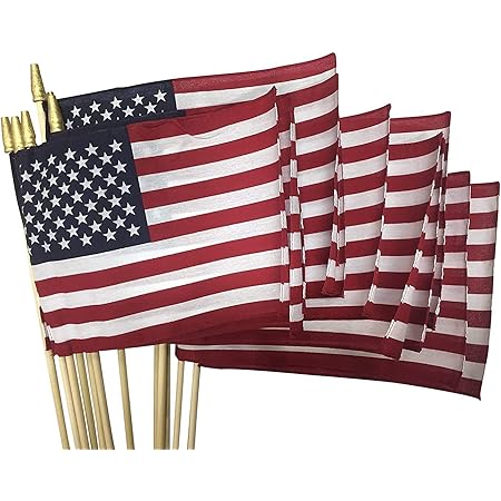 Amazon.com : One Dozen (12 Qty) 12x18" US Cotton Stick Flag American ...