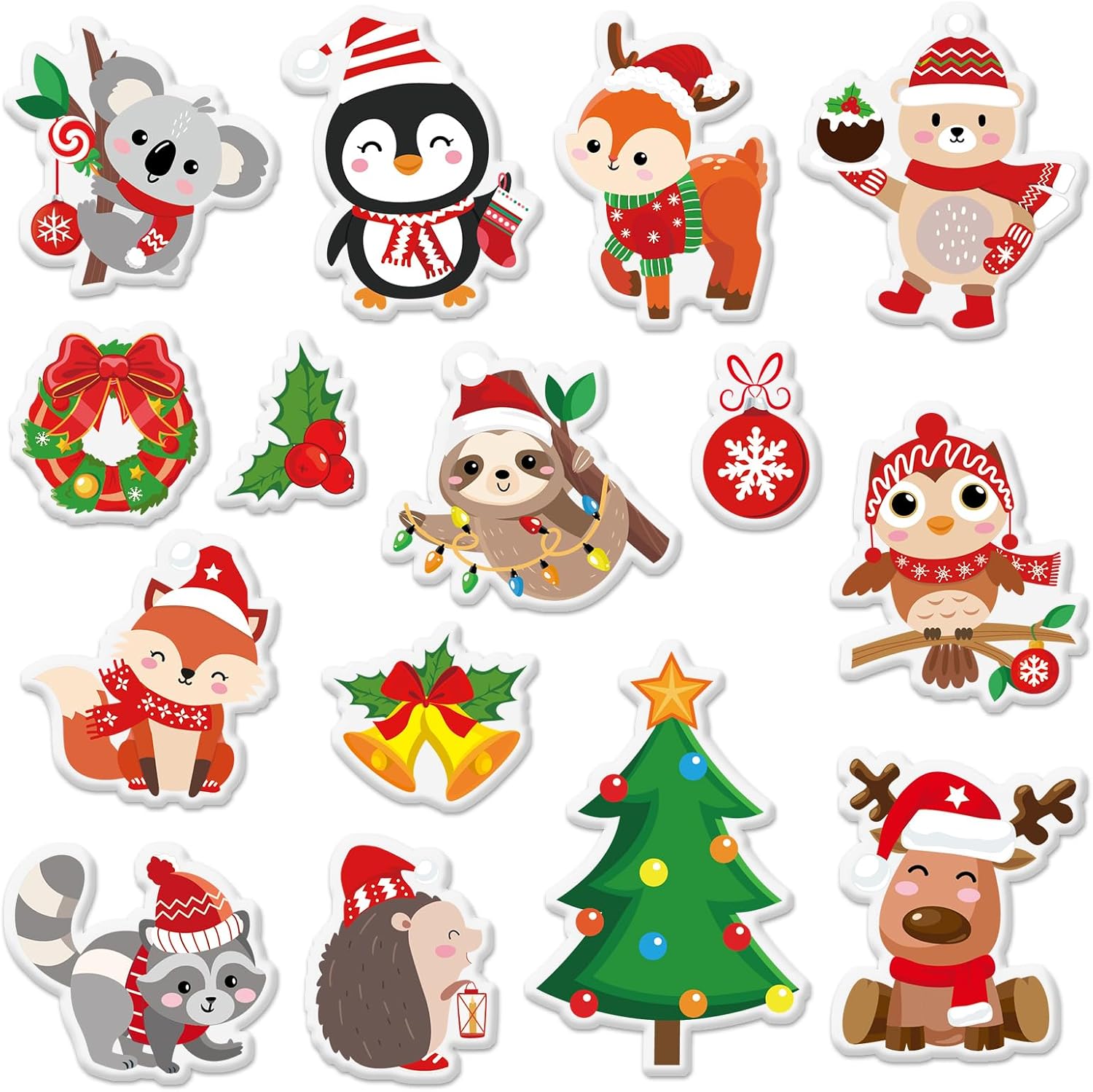 Amazon.com: Whaline 30Pcs Christmas Animals Thick Gel Clings Winter ...