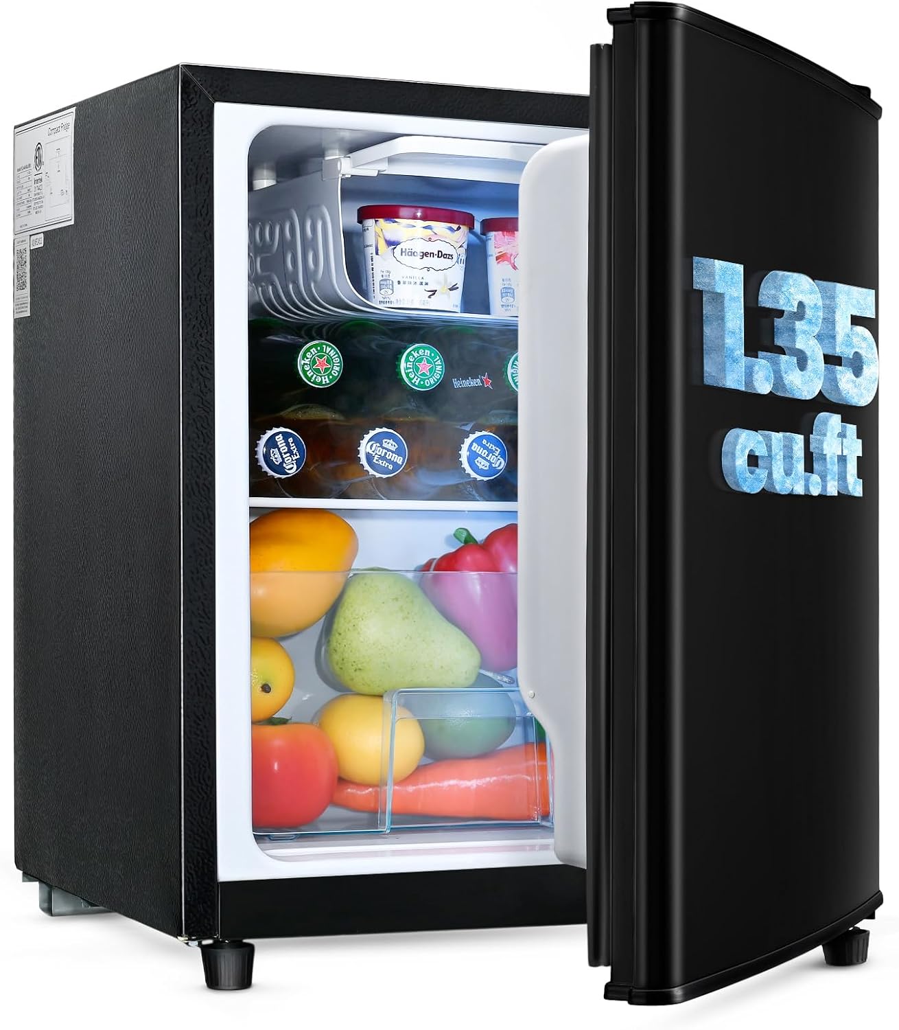Amazon.com: Anypro 1.35 Cu.Ft Mini Fridge with Freezer, Single Door ...