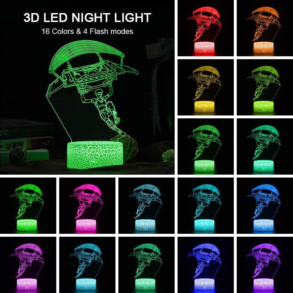 Character Gliding 3D Illusion LED Lights Table Lamp 16 Colours Changing ...