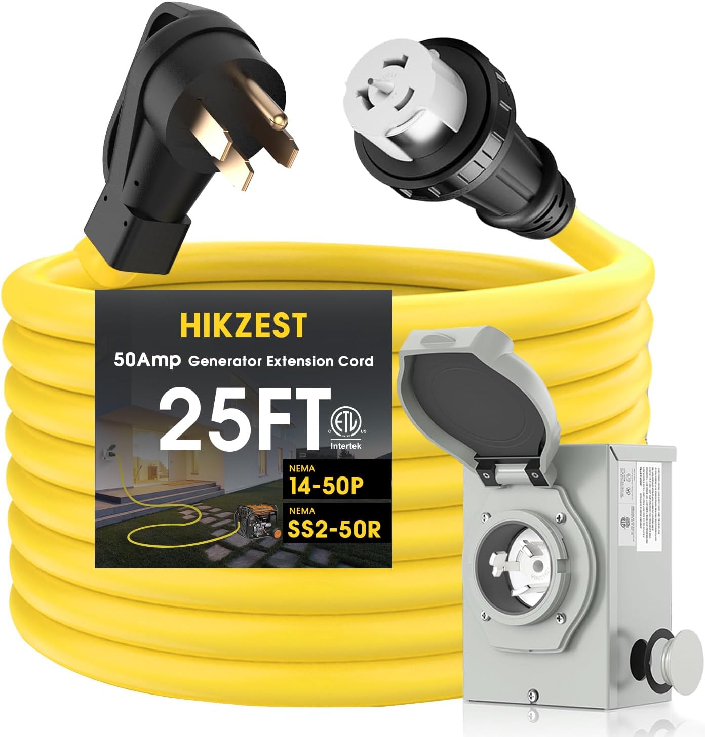 Amazon.com: Hikzest 50 Amp Generator Cord and Power Inlet Box, Heavy ...