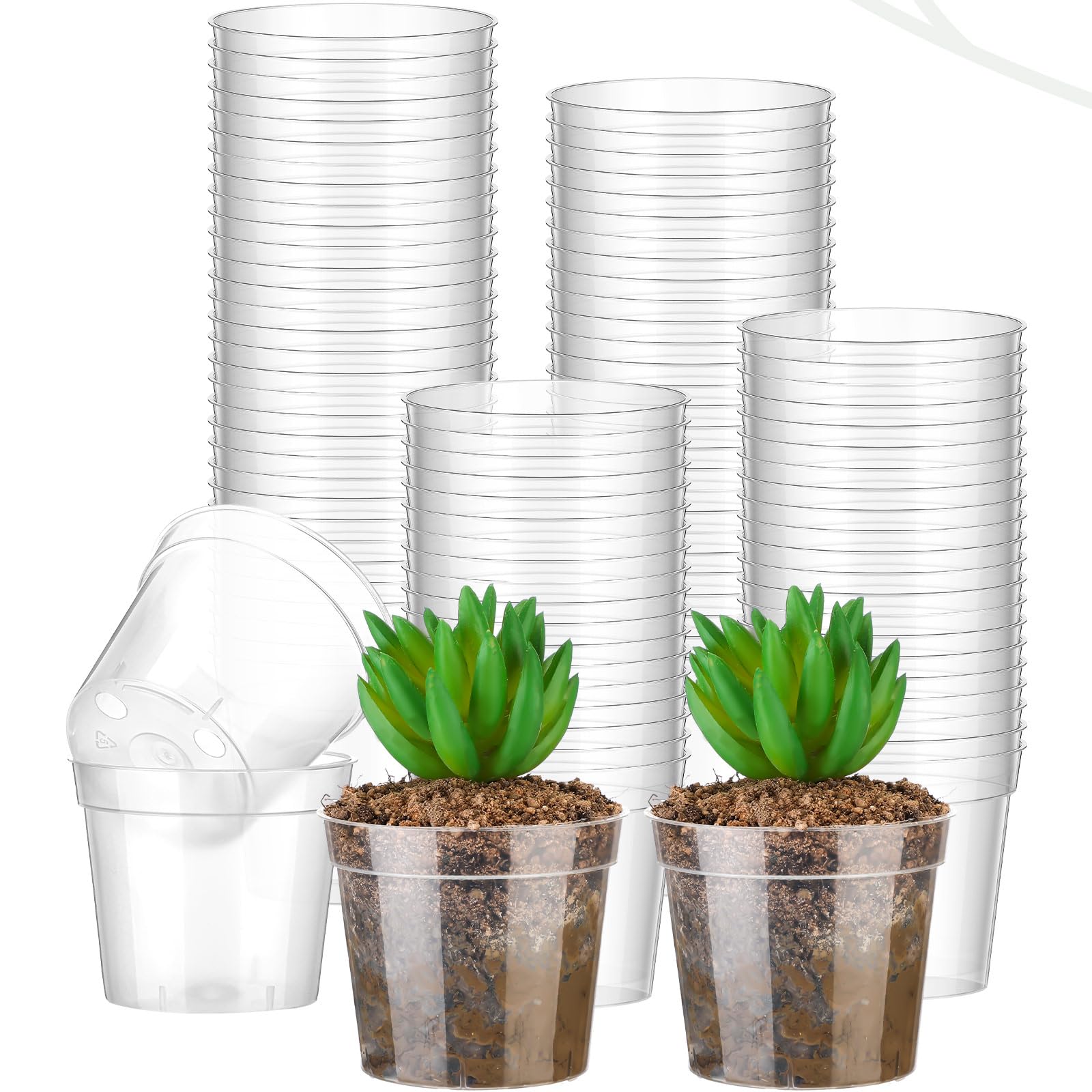 Amazon.com: Baderke 120 Packs 2.5" Clear Thicker Reusable Seeding Pots ...