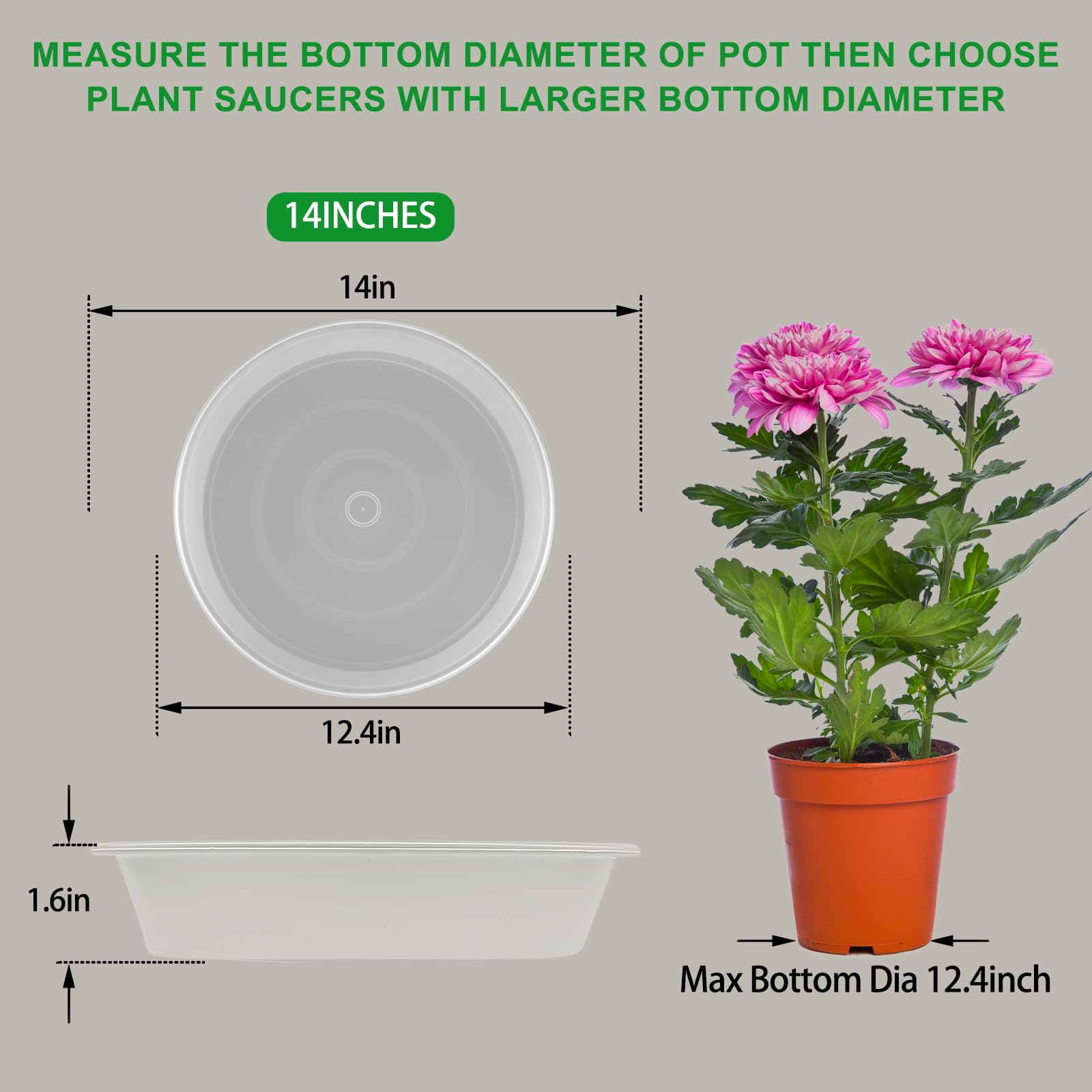 Snapklik.com : TITE Plant Saucer Heavy Large Planter Durable Thicker ...