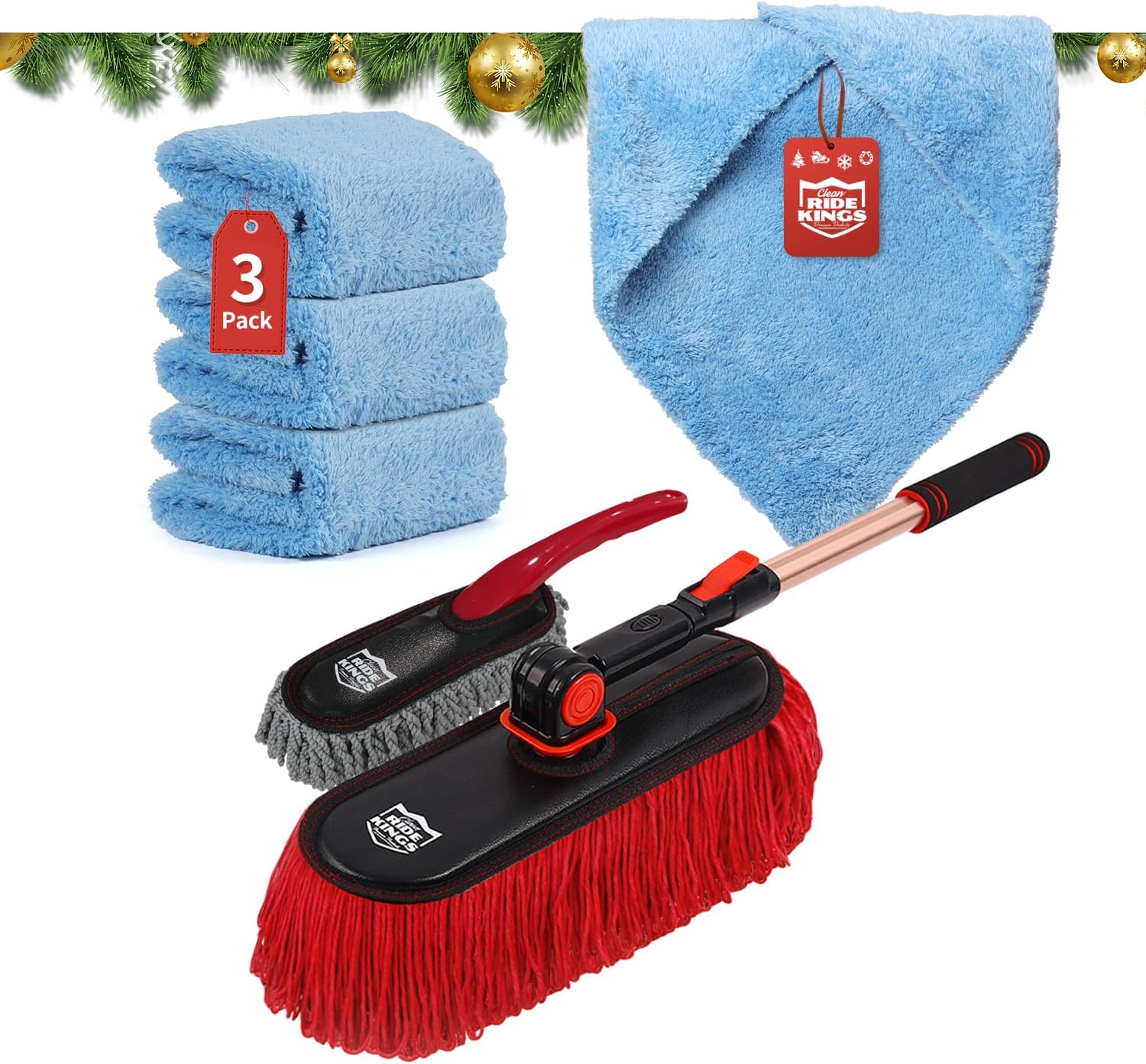 Amazon.com: RIDE KINGS New Red Car Duster Set with 3-Pack Long Blue ...