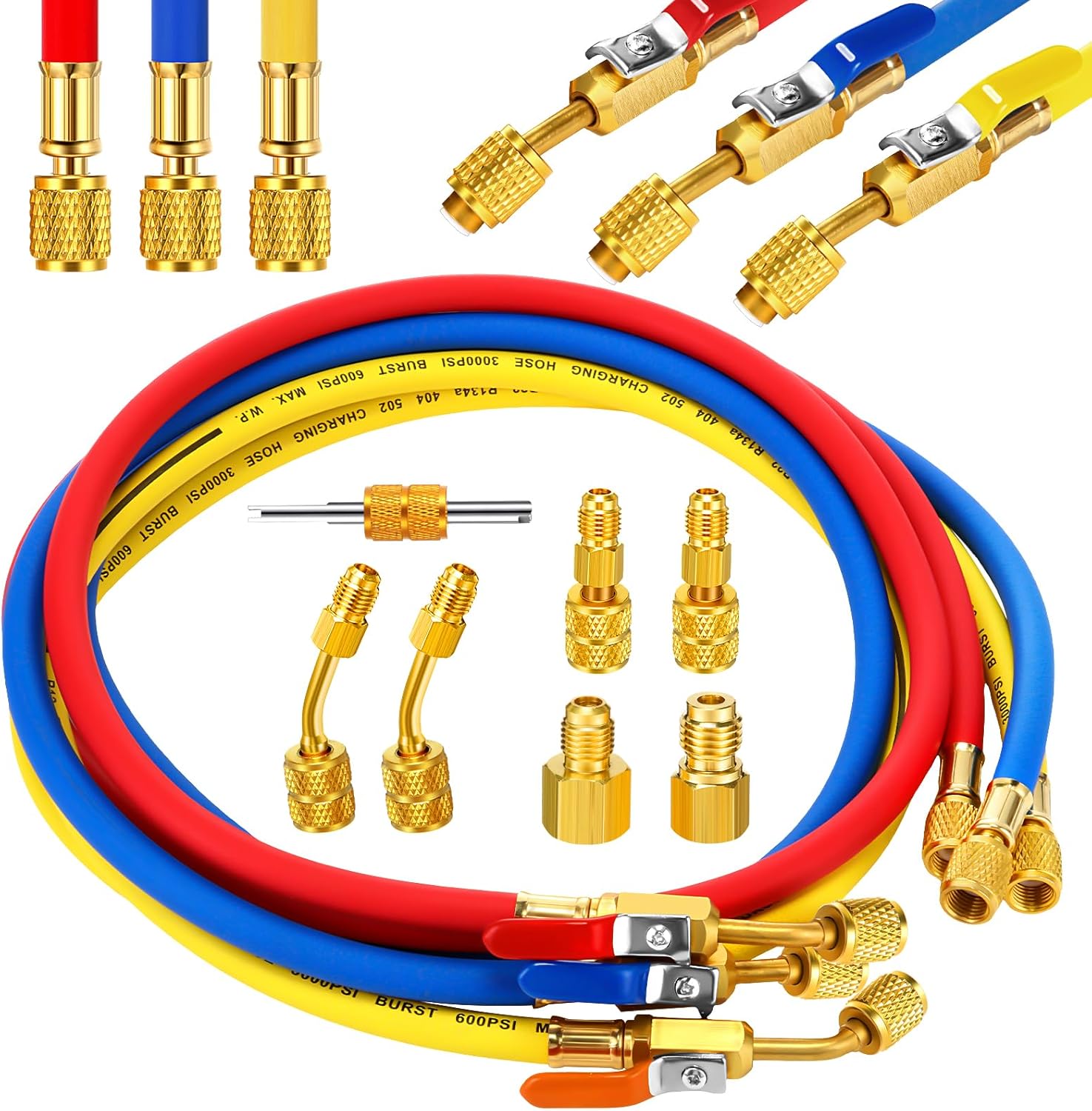 Amazon.com: Innconee 10 Pcs AC Manifold Gauge Hose with R410a Mini ...