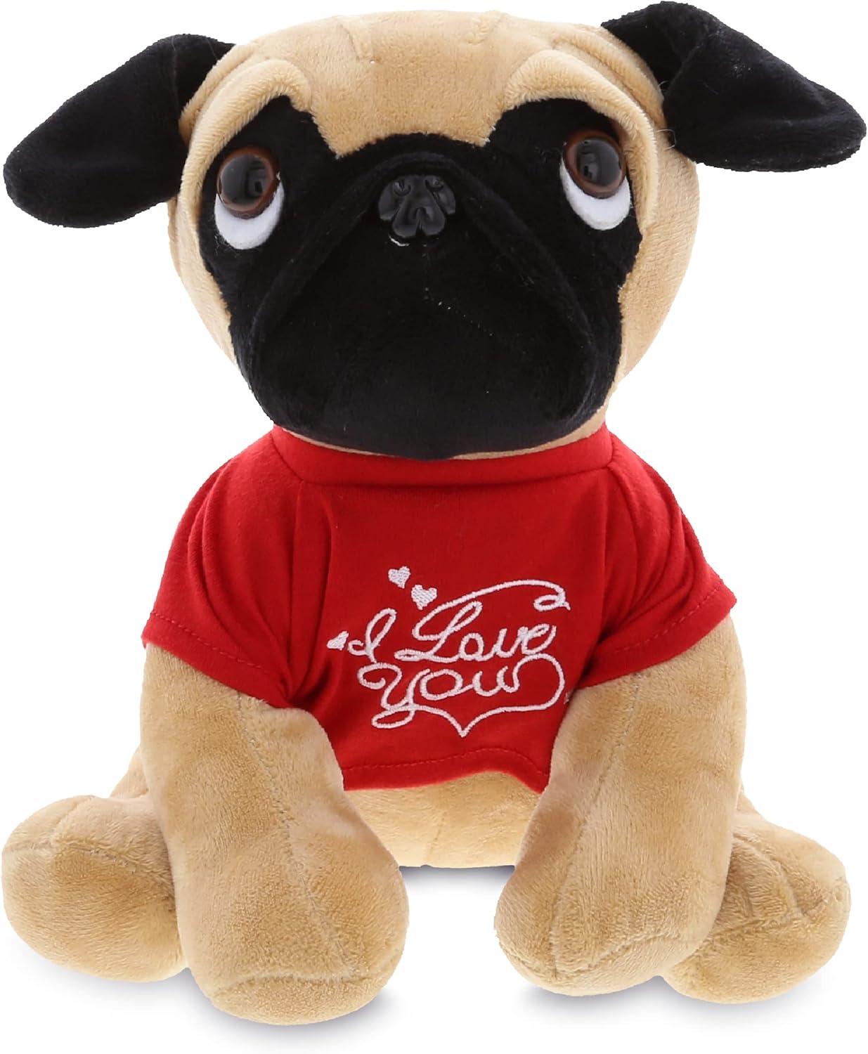 Amazon.com: DolliBu I Love You Valentine Plush Pug Dog - Cute Soft ...